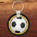 Girls Black and Gold Personalized Soccer Keychains | Zazzle