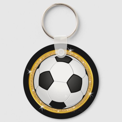 Girls Black and Gold Personalized Soccer Keychains | Zazzle
