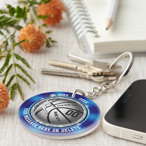Girls Blue Cheap Personalized Basketball Keychains | Zazzle