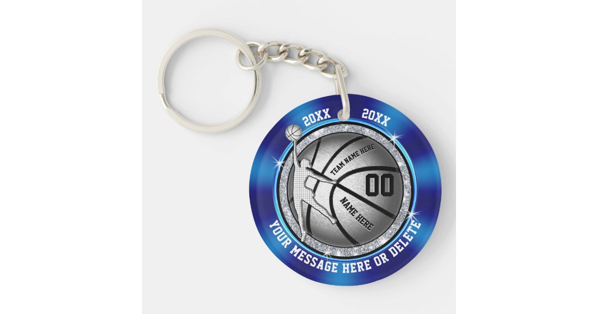 Girls Blue Cheap Personalized Basketball Keychains | Zazzle
