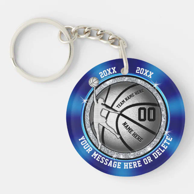 Girls Blue Cheap Personalized Basketball Keychains | Zazzle