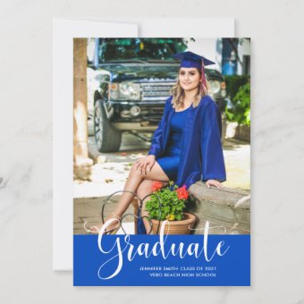 Girl's Blue Photo Graduation Photo Party Announcement | Zazzle