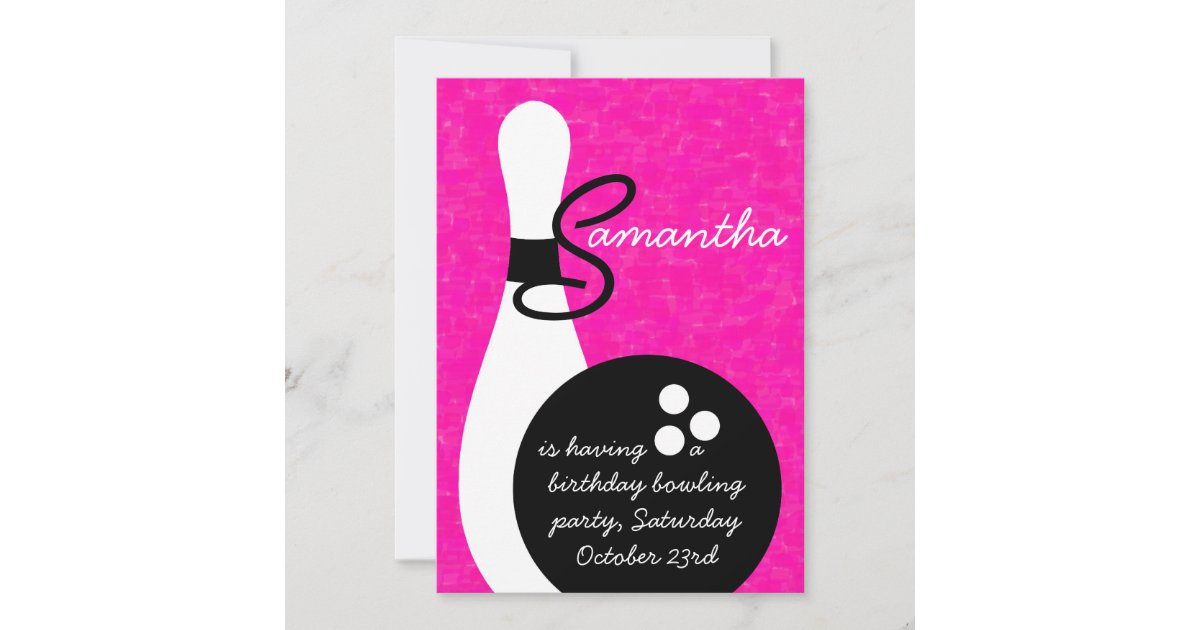 Girls Bowling Birthday Party Invitation | Zazzle