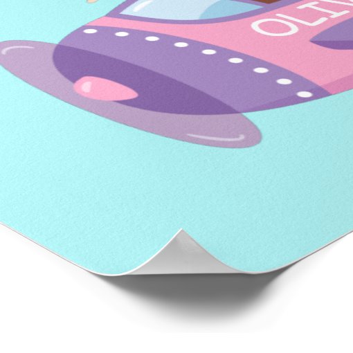 Girls Can Fly Cute Aviator Girl Airplane Poster | Zazzle