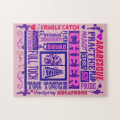 Girls Cheerleading Purple Typography Jigsaw Puzzle | Zazzle