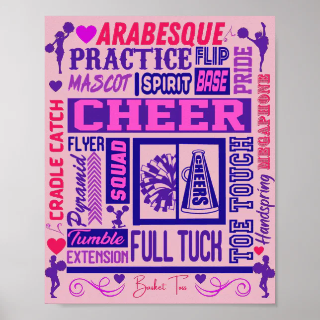 Girls Cheerleading Purple Typography Poster | Zazzle