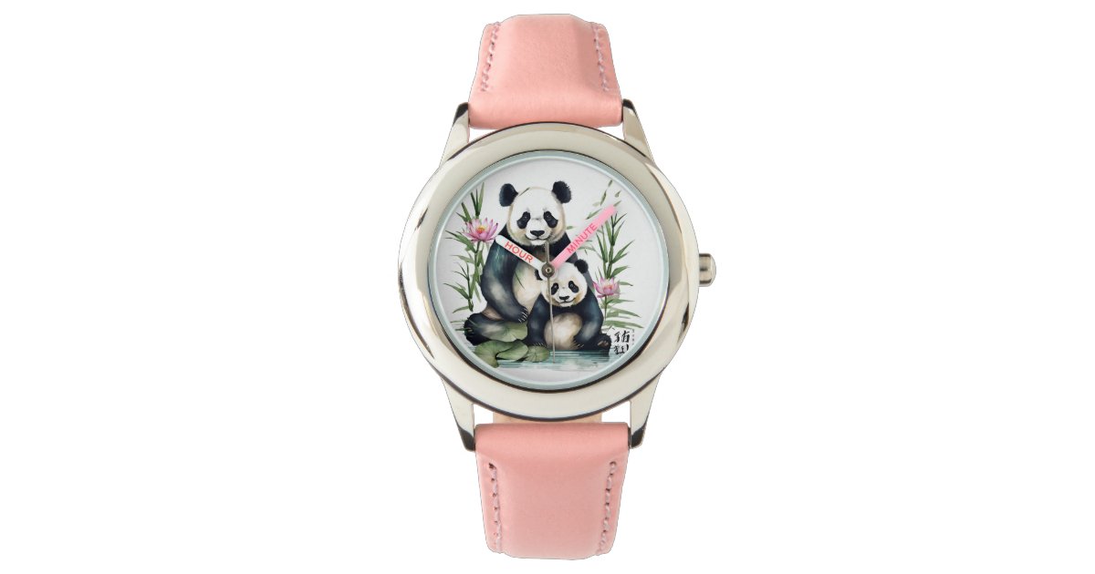 Girl's Chinese Panda and Cub Wristwatch | Zazzle