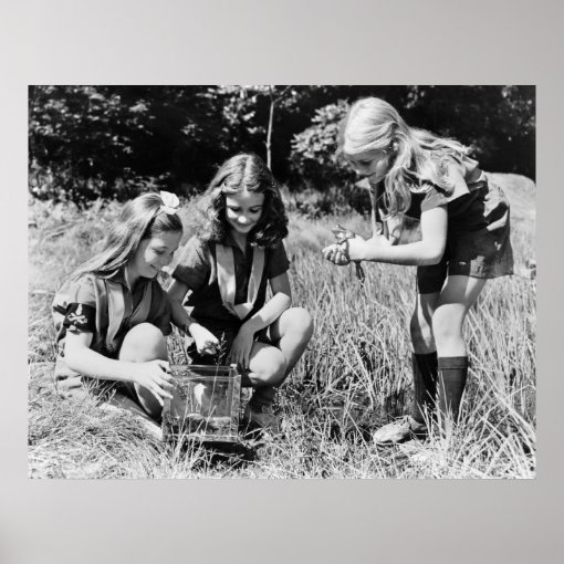 Girls Collecting Frogs, 1940s Poster | Zazzle