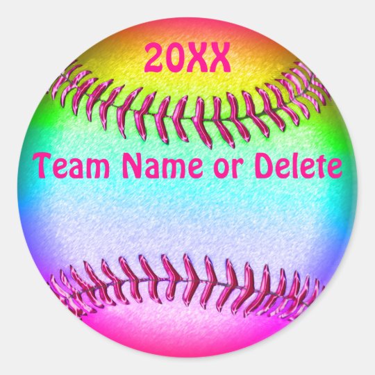 Girls Customizable Cute Colorful Softball Stickers | Zazzle.com