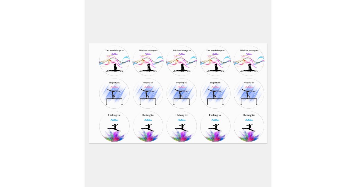 Girls Customizable Gymnastics Labels | Zazzle