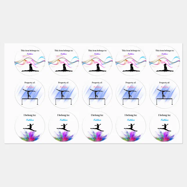 Girls Customizable Gymnastics Labels | Zazzle