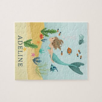 Girls Cute and Magical Under the Sea Mermaid Kids Jigsaw Puzzle | Zazzle