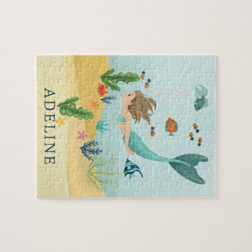 Girls Cute and Magical Under the Sea Mermaid Kids Jigsaw Puzzle | Zazzle