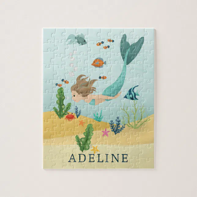 Girls Cute and Magical Under the Sea Mermaid Kids Jigsaw Puzzle | Zazzle