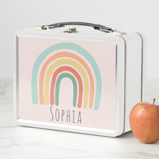 Girls Cute Boho Rainbow Kids School Metal Lunch Box | Zazzle