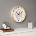 Girls Cute Boho Watercolor Rainbow and Name Clock | Zazzle