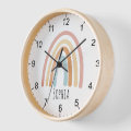 Girls Cute Boho Watercolor Rainbow and Name Clock | Zazzle
