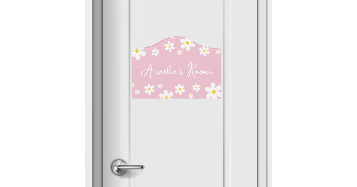 Girls Cute Floral White Daisy Room Sign | Zazzle