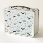 Girls Cute Ocean Sea Whale Kids School Metal Lunch Box | Zazzle