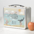 Girls Cute Ocean Sea Whale Kids School Metal Lunch Box | Zazzle