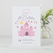 Girls Cute Pink Princess Palace 6th Birthday Invitation | Zazzle
