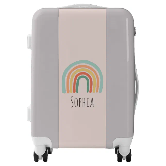 Girls Cute Pink Trendy Boho Rainbow Kids Luggage | Zazzle