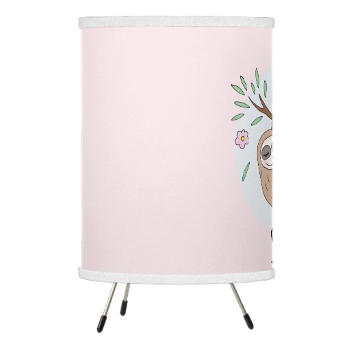 Girls Cute Sleeping Sloth Animal and Name Kids Tripod Lamp | Zazzle