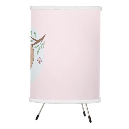 Girls Cute Sleeping Sloth Animal and Name Kids Tripod Lamp | Zazzle