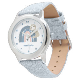 Girl's Cute Sloth Rainbow Name Kid's Watch | Zazzle