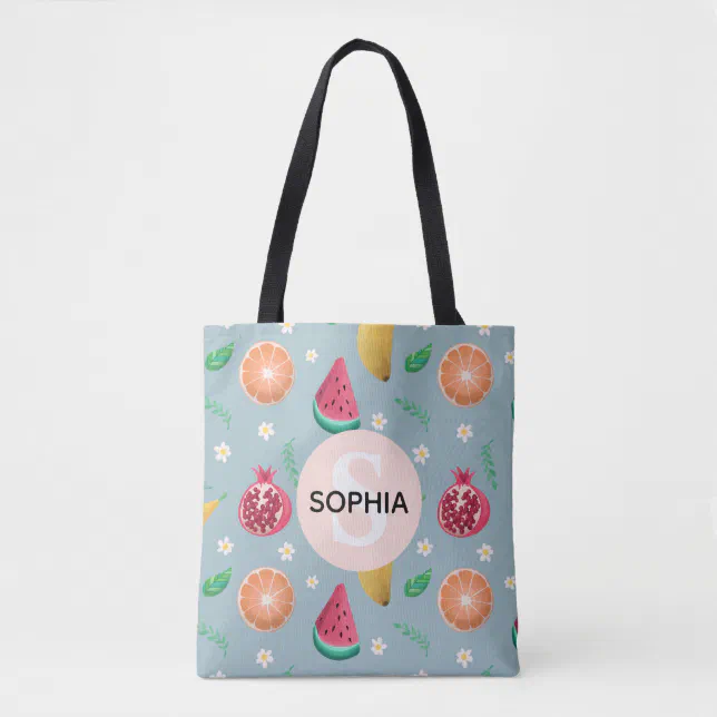 Girls Cute Tropical Summer Fruit Pattern Kids Tote Bag | Zazzle