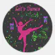 Girls Dance Musical Notes Classic Round Sticker | Zazzle