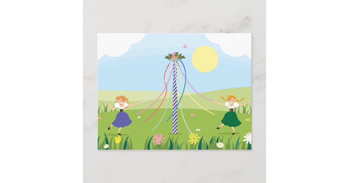Girls Dancing around Maypole Postcard | Zazzle