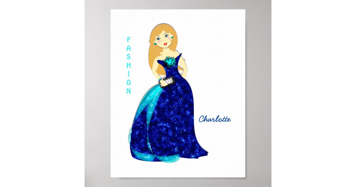 Girls Fashion Fashion Illustration Personalized Poster | Zazzle