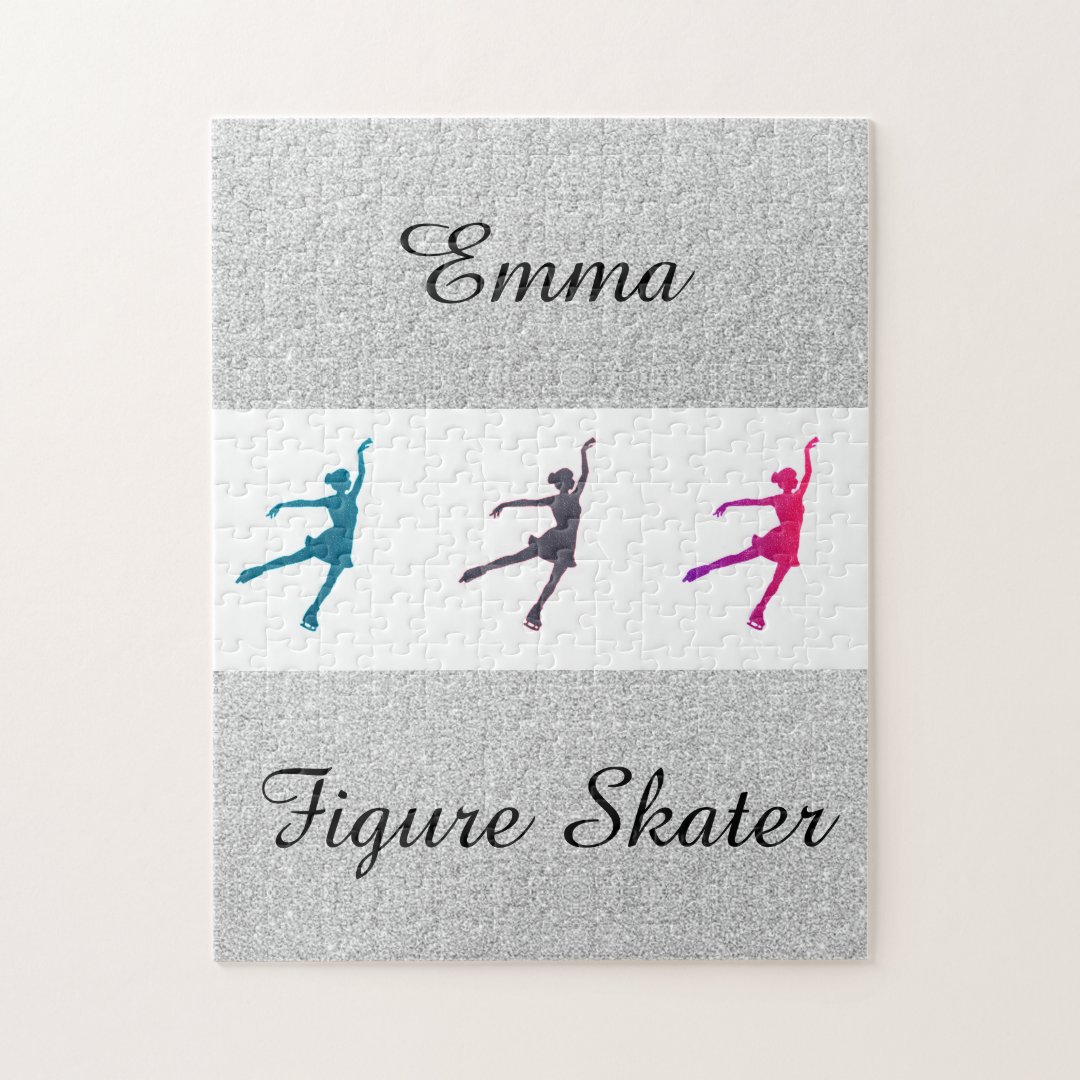 Girls Faux Glitter Ice Skating / Figure Skating Jigsaw Puzzle | Zazzle