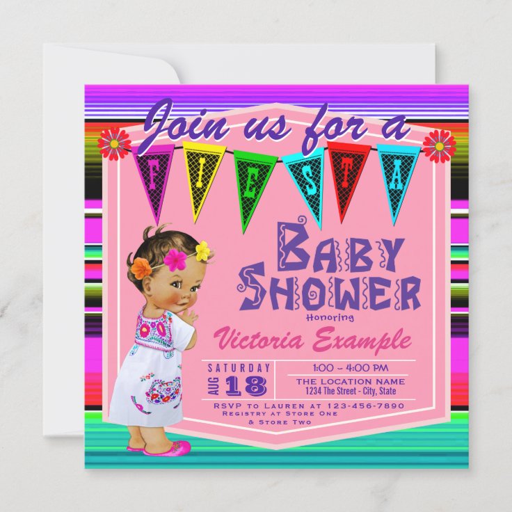 Girls Fiesta Baby Shower Invitations | Zazzle
