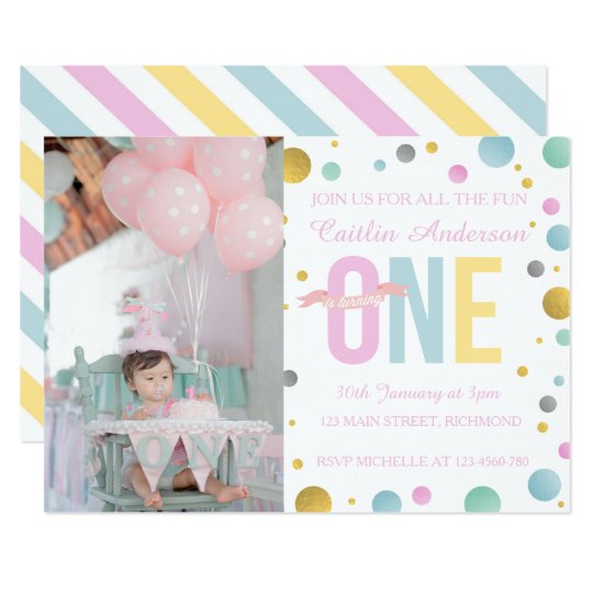 Girls FIrst Birthday Invitation - Polka Dots | Zazzle.com
