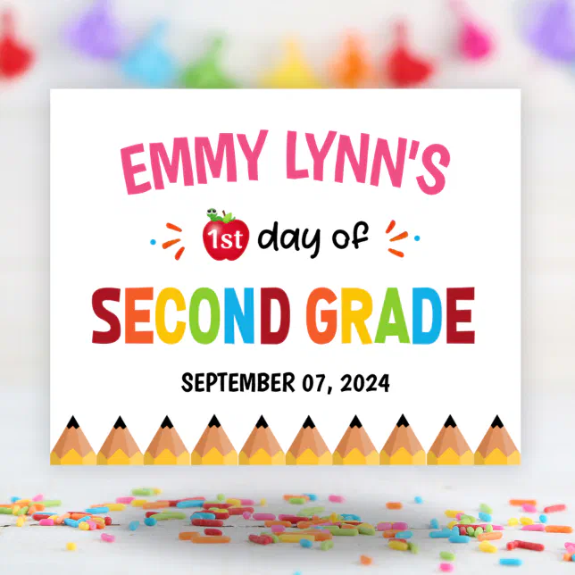 Girls First Day Of School Second Grade Poster | Zazzle