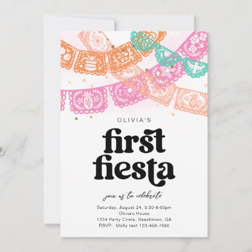 Girl's First Fiesta Birthday Invitation | Zazzle