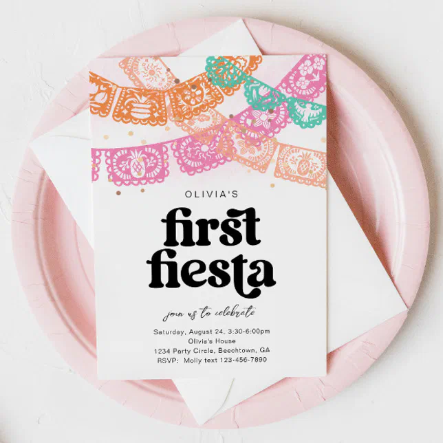 Girl's First Fiesta Birthday Invitation | Zazzle