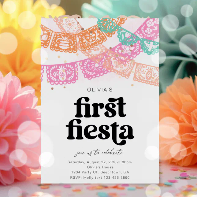 Girl's First Fiesta Birthday Invitation | Zazzle