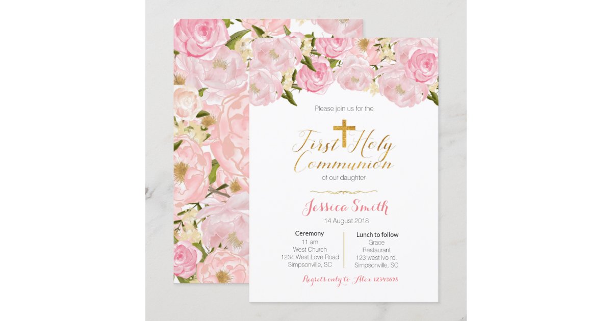 Girl's First Holy Communion Invitations | Zazzle