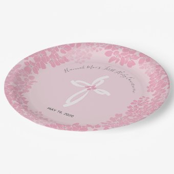 Girl's First Holy Communion Paper Plate, Floral Paper Plates | Zazzle