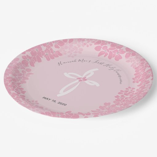 Girl's First Holy Communion Paper Plate, Floral Paper Plates | Zazzle