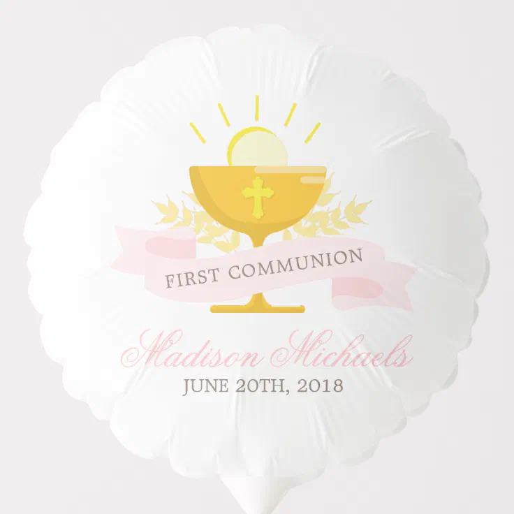 Girls First Holy Communion Personalized Balloon | Zazzle