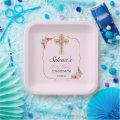 Girls First Holy Communion Pretty Floral Paper Plates | Zazzle