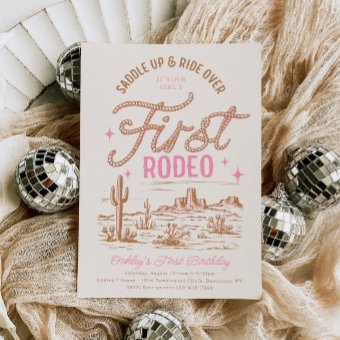 Girl's First Rodeo Birthday Invitation | Zazzle