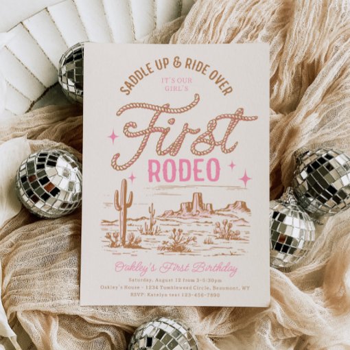 Girl's First Rodeo Birthday Invitation | Zazzle