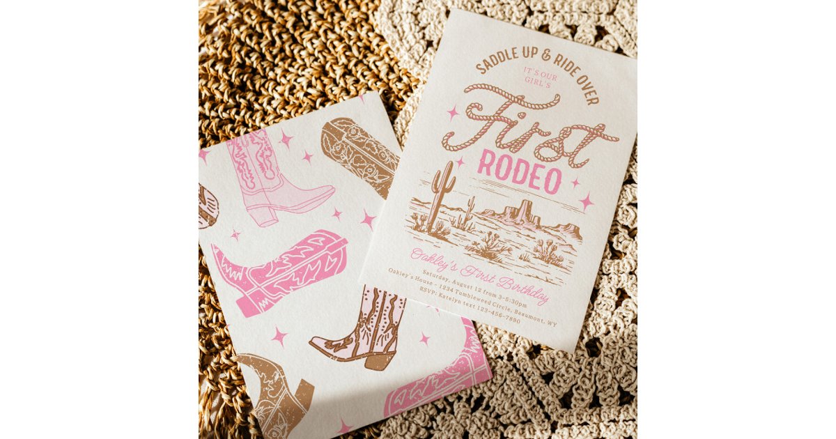 Girl's First Rodeo Birthday Invitation | Zazzle