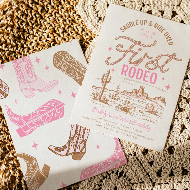 Girl's First Rodeo Birthday Invitation | Zazzle