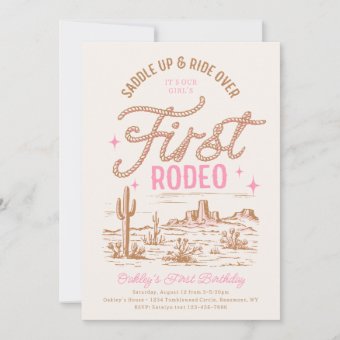 Girl's First Rodeo Birthday Invitation | Zazzle